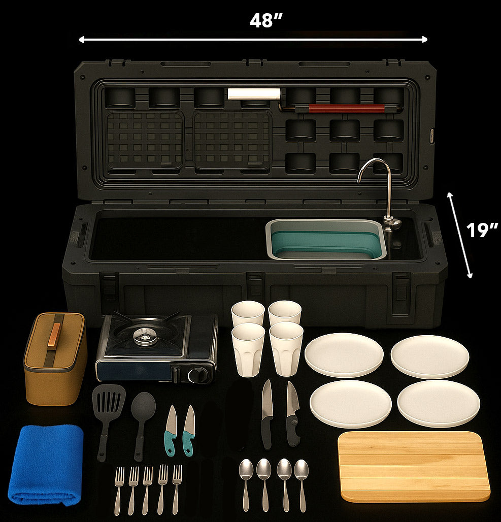 VOZ Camp Kitchen Box With Sink - Outdoor Camping Kitchen Box